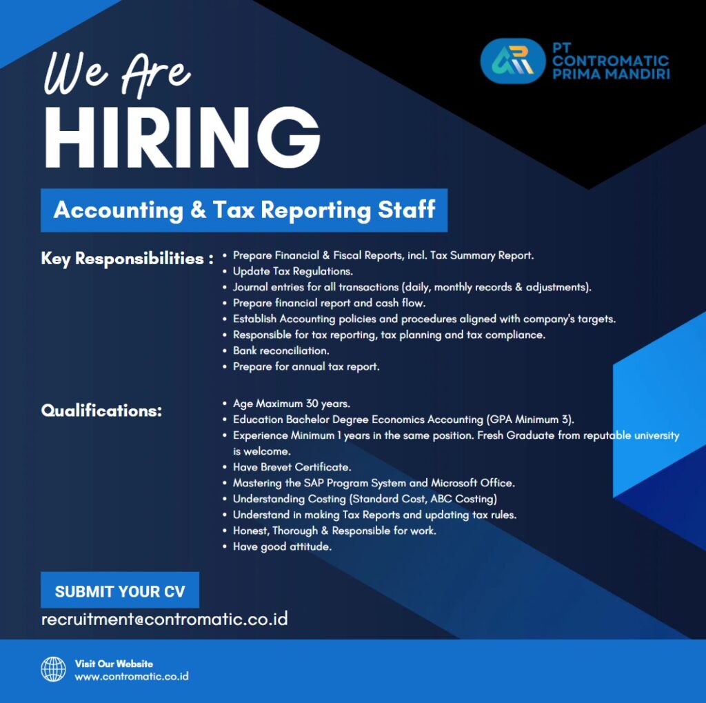 Loker Finance, Accounting & Tax - Wahana Insan Prima